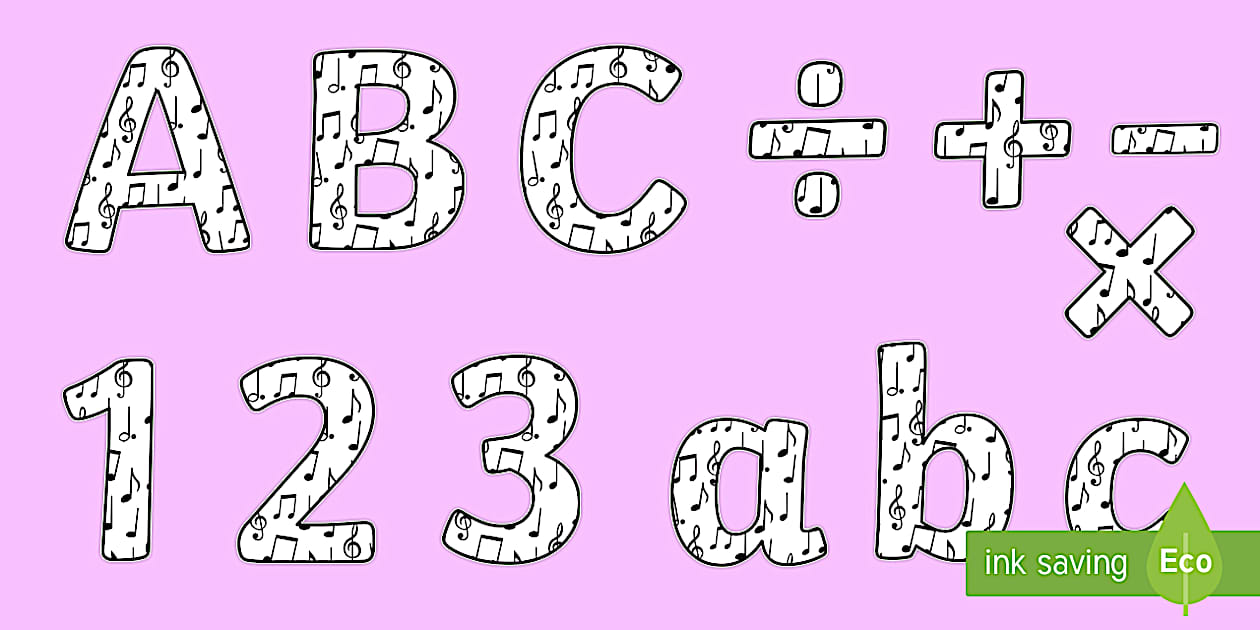 Cursive Music Note Lettering for Display (teacher made)