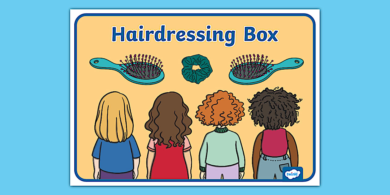 Hairdressing Box Label for Role-Play Area (teacher made)