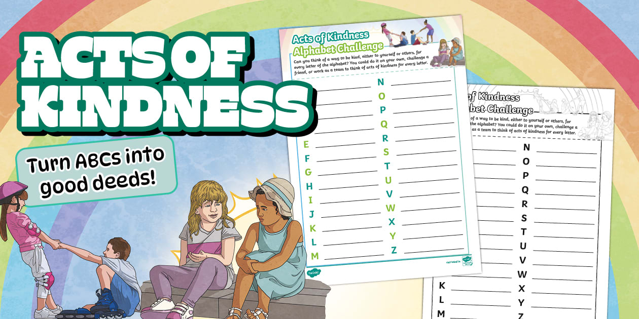 Acts of Kindness Alphabet Challenge Worksheet
