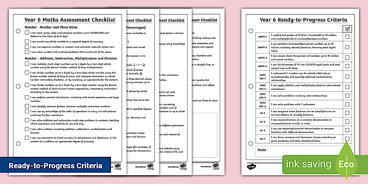 Year 6 Maths Assessment Checklist (teacher made) - Twinkl