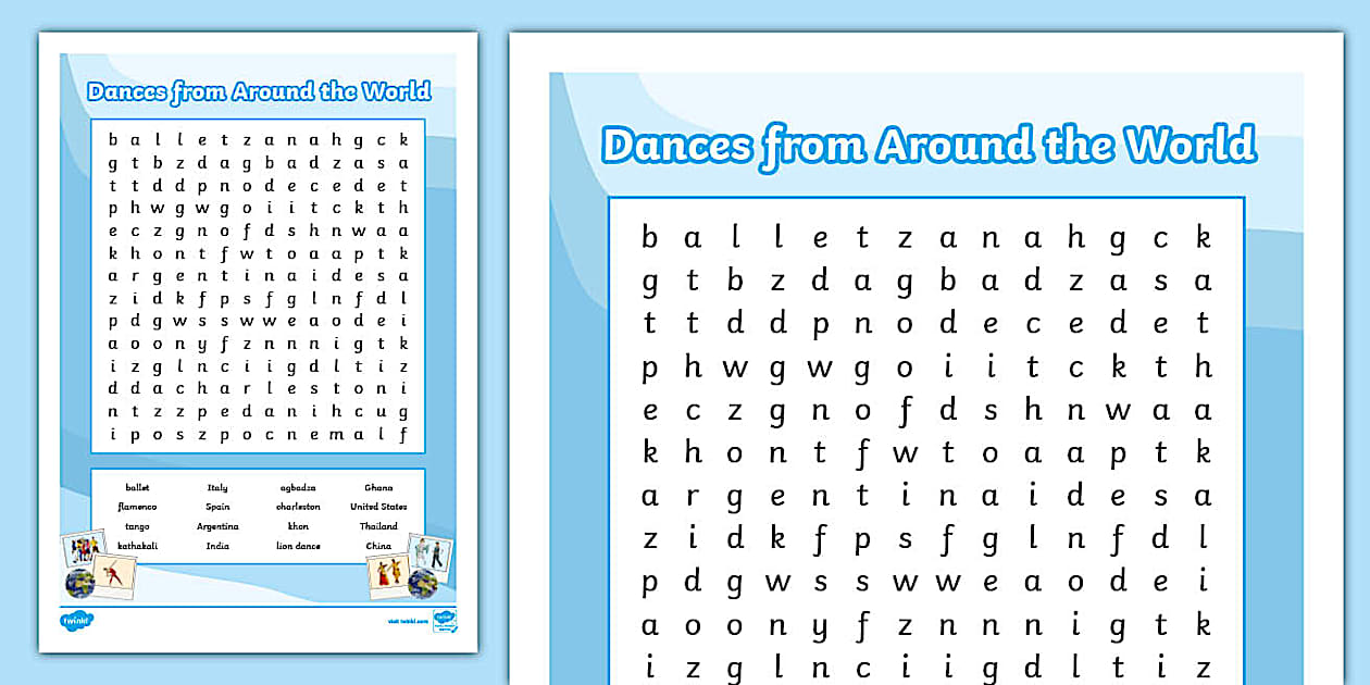Dances From Around the World Word Search - KS2 - Twinkl