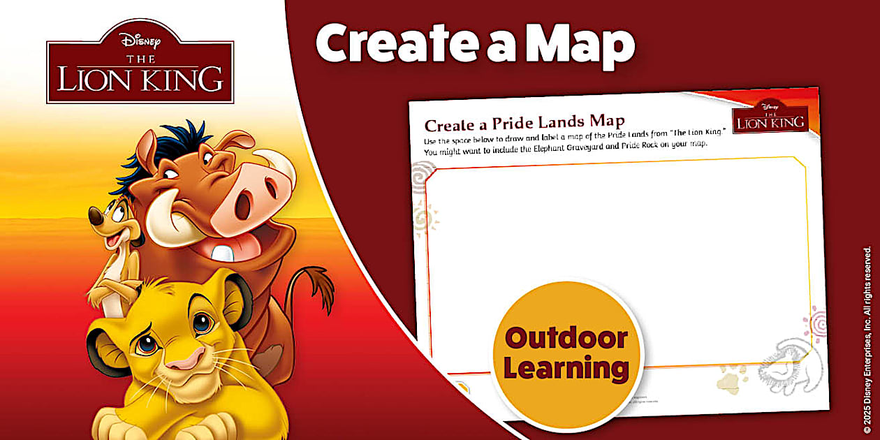 The Lion King: Create a Pride Lands Map Worksheet - Twinkl