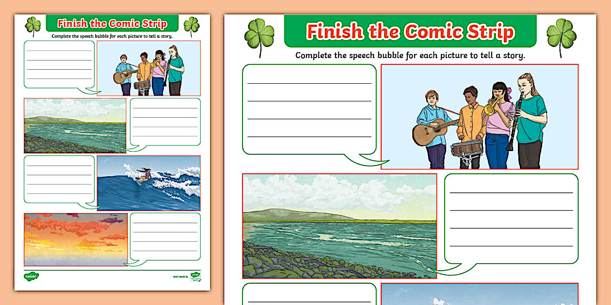 Finish the Ireland-Themed Comic Strip Worksheet - Twinkl
