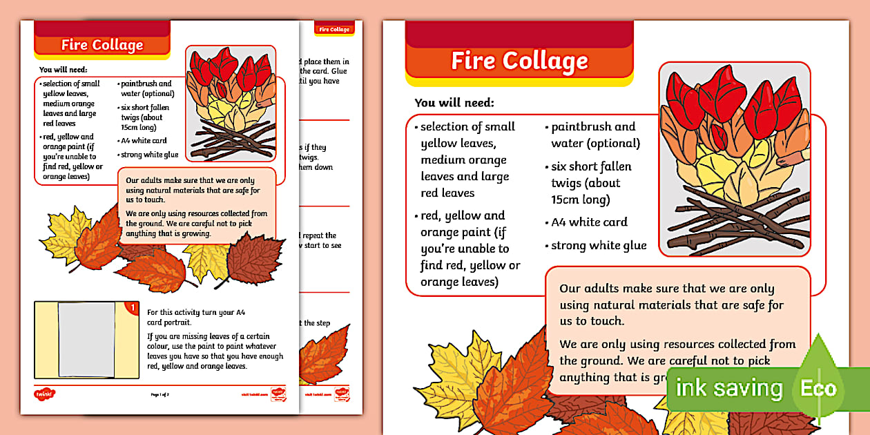 KS1 Fire Collage Art Activity - Twinkl
