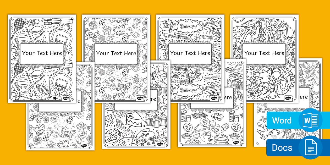 Editable Doodle Portfolio and Binder Covers Word & Google Docs