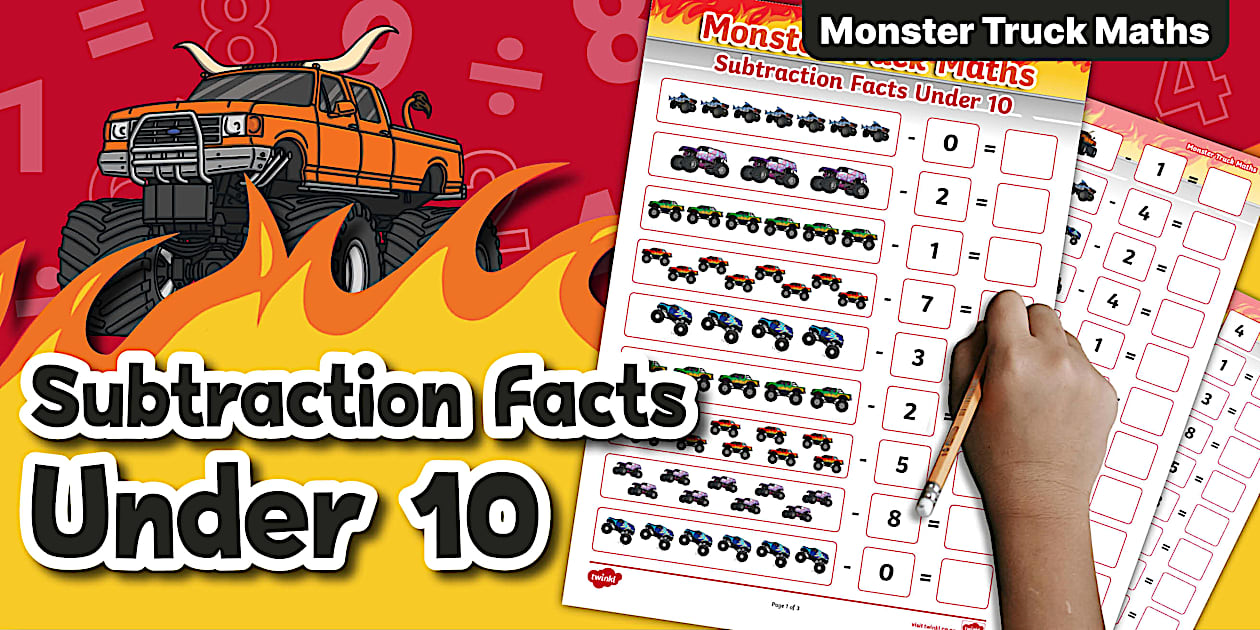 Monster Truck Maths: Subtraction Facts Under 10