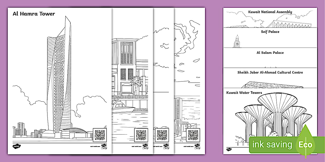 Kuwait Landmarks Colouring Pages - Kuwait Colouring Pages