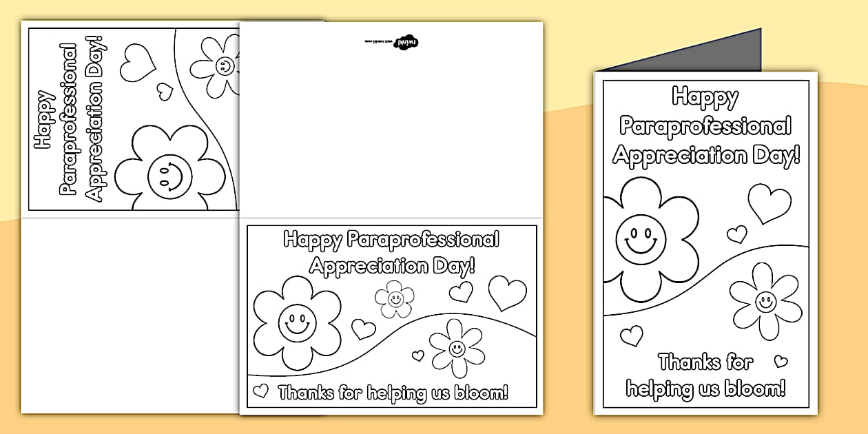 Paraprofessional Appreciation Coloring Cards | Twinkl USA