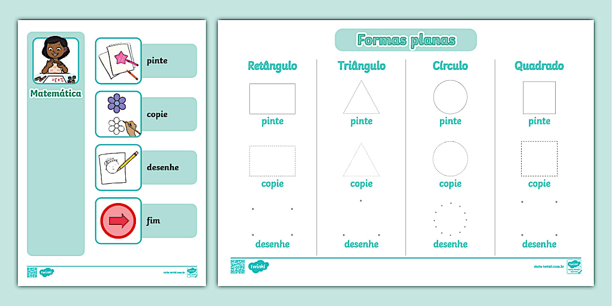 Pequenos passos - Copie e desenhe: Formas planas - Twinkl