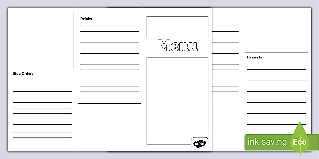 Menu Template,Design a Menu, Menu (teacher made) - Twinkl