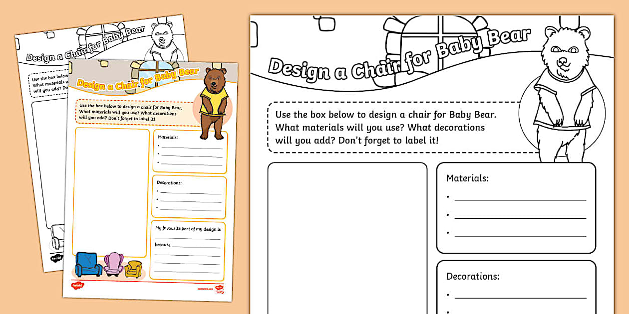 Design a Chair for Baby Bear Worksheet - Twinkl