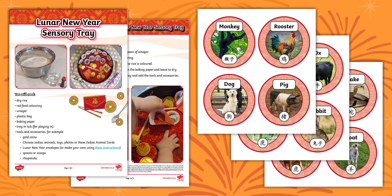 Lunar New Year Sensory Tray (teacher made) - Twinkl