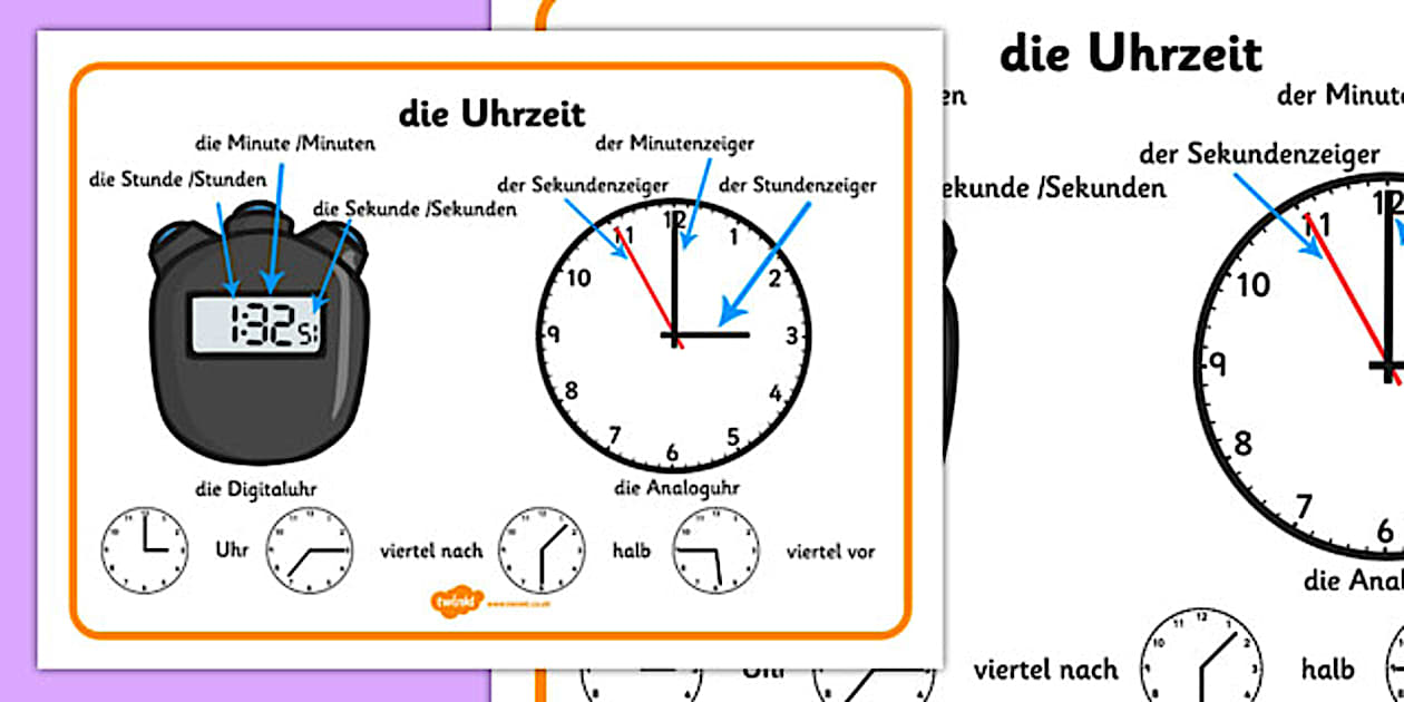 Editable German Time Word Mat (teacher made) - Twinkl