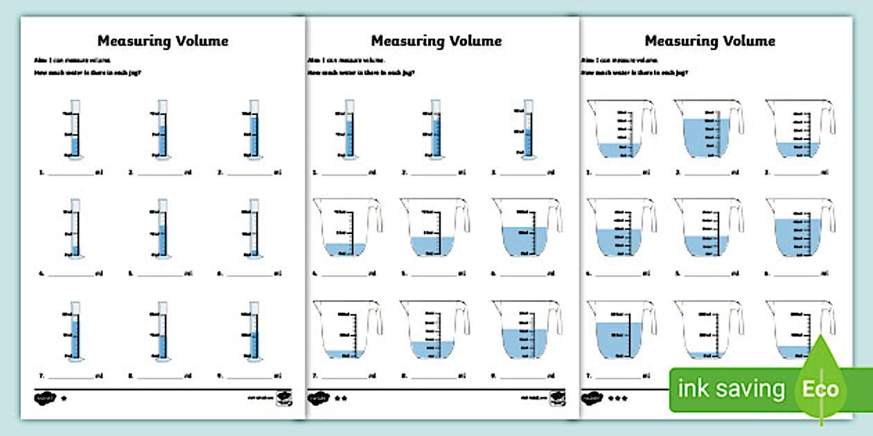 Year 2 Measuring Capacity/Volume Differentiated Worksheets