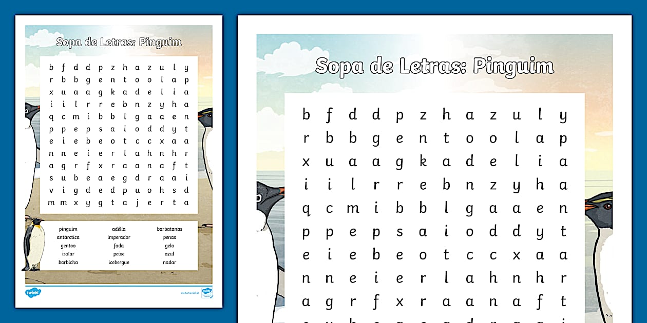 Sopa de Letras: Pinguim (teacher made) - Twinkl
