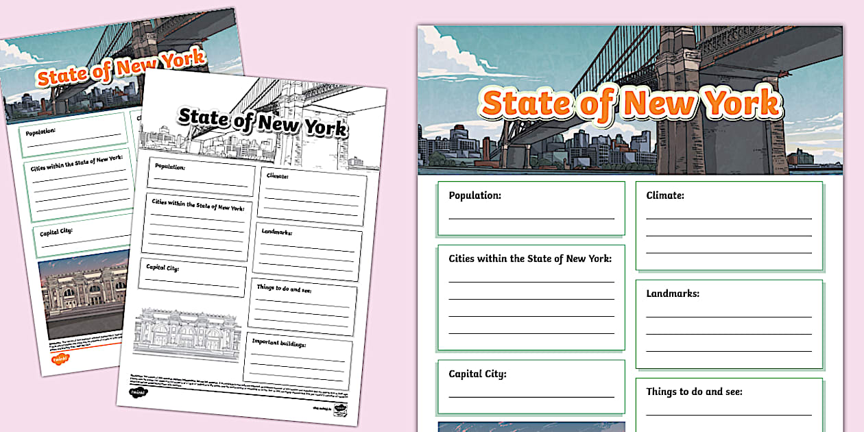 State of New York Fact File Template (Teacher-Made) - Twinkl