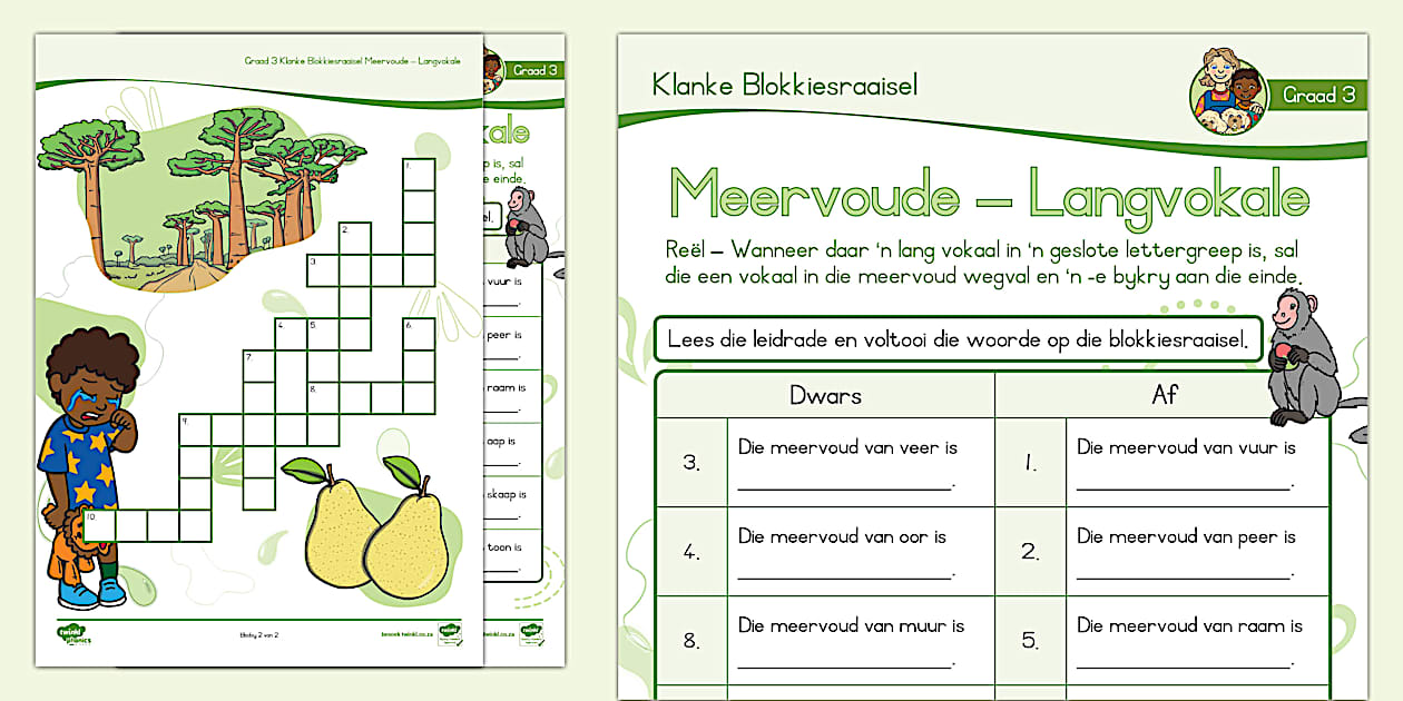 Graad 3 Klanke Blokkiesraaisel Meervoude bv. Boom - Bome