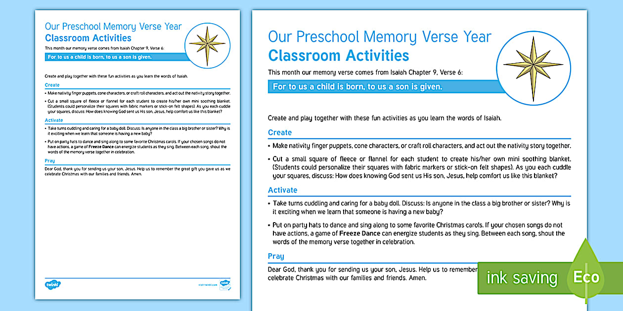 Isaiah 9:6 Memory Verse Classroom Teaching Ideas - Twinkl