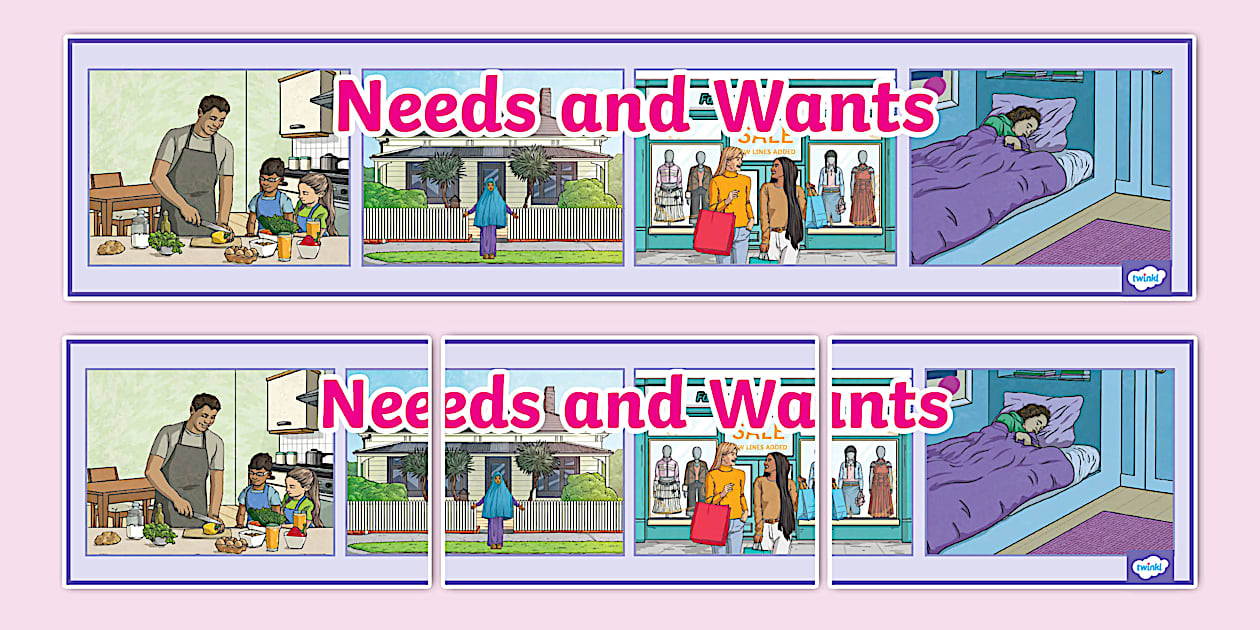 Needs and Wants Display Banner (teacher made) - Twinkl