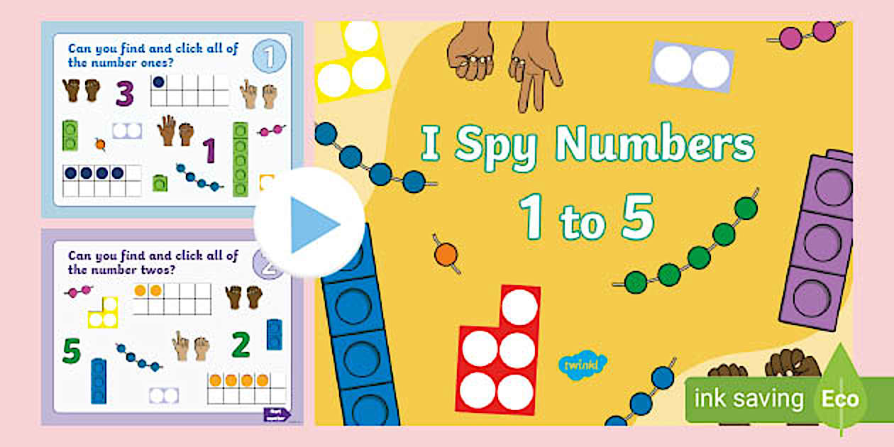 👉 I Spy Numbers to 5 PowerPoint (professor feito)