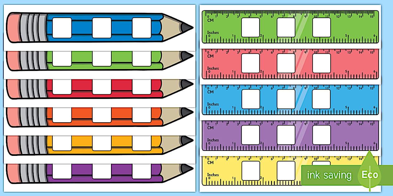 Pencil and Ruler Target Display Cut-Outs (teacher made)