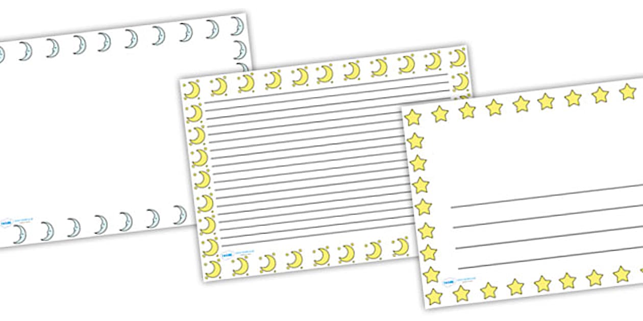 Editable Stars and Moon Night Time Landscape Page Borders