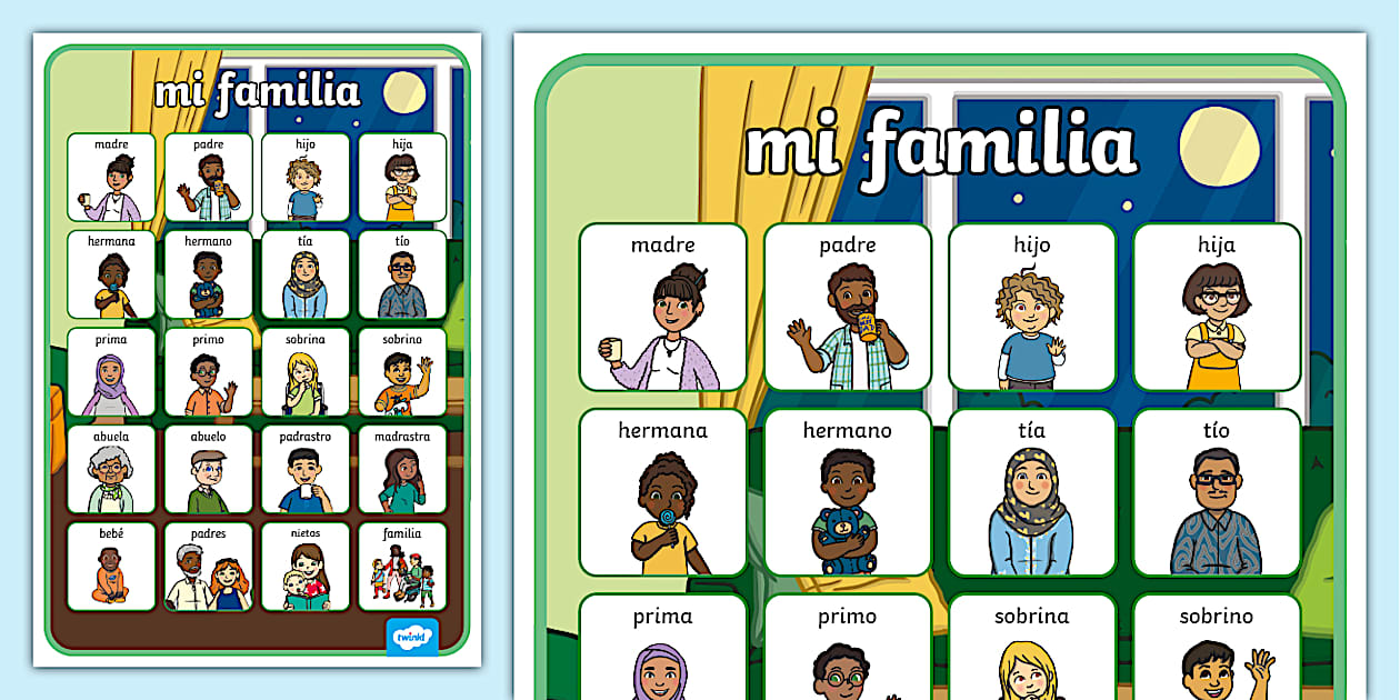 Póster de vocabulario - Mi familia (teacher made) - Twinkl