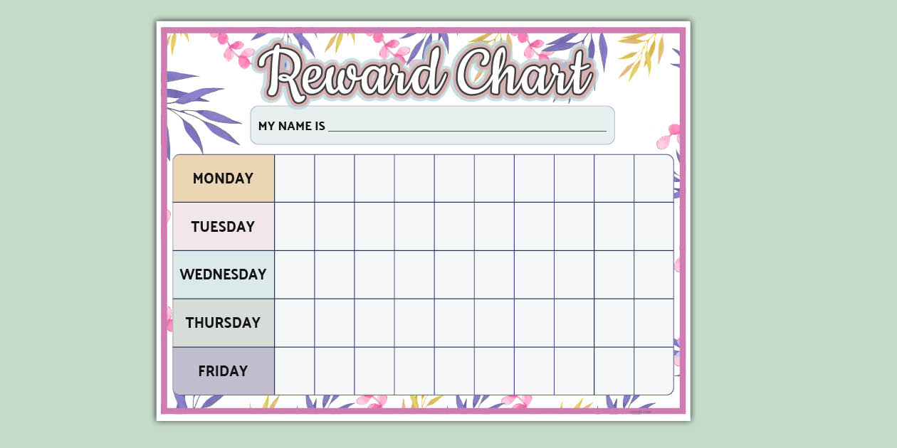 Colourful Botanical Themed Reward Chart