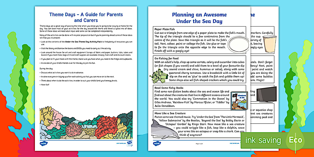 Under the Sea Theme Day Worksheet / Worksheet - Twinkl