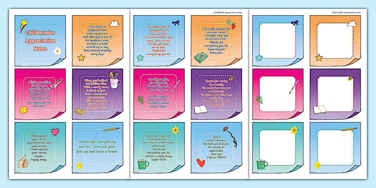 Childminder Appreciation Sticky Notes Pack (teacher made)