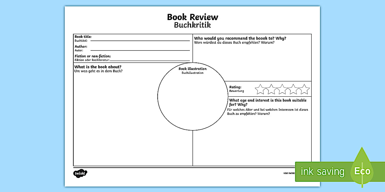 Book Review Worksheet / Worksheet English/German - Twinkl