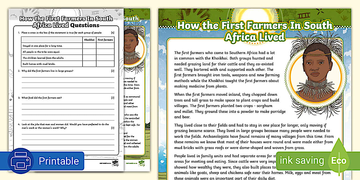 How the First Farmers Lived - Activity Sheet (teacher made)