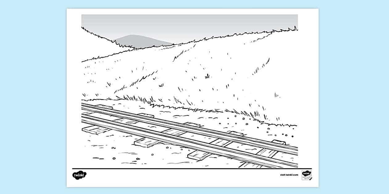 Railway Tracks Background Colouring | Colouring Sheet
