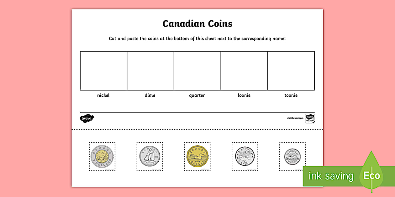 Canadian Money Worksheet | Canada's Coins | Twinkl CA
