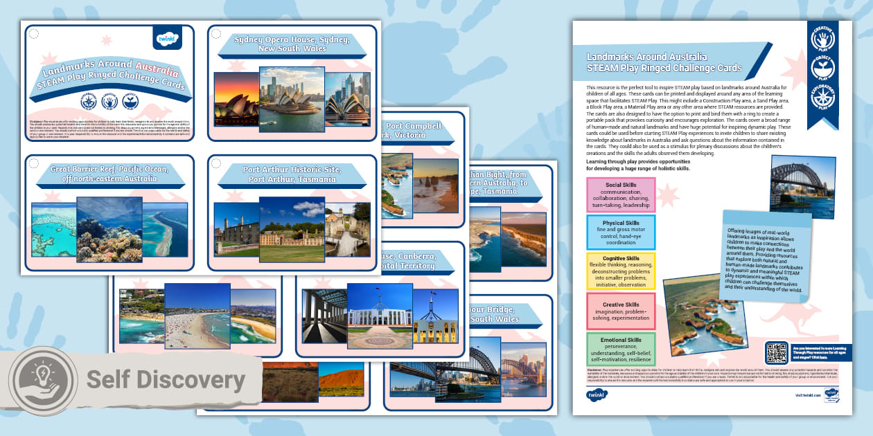 Landmarks Around Australia STEAM Play Ringed Challenge Cards