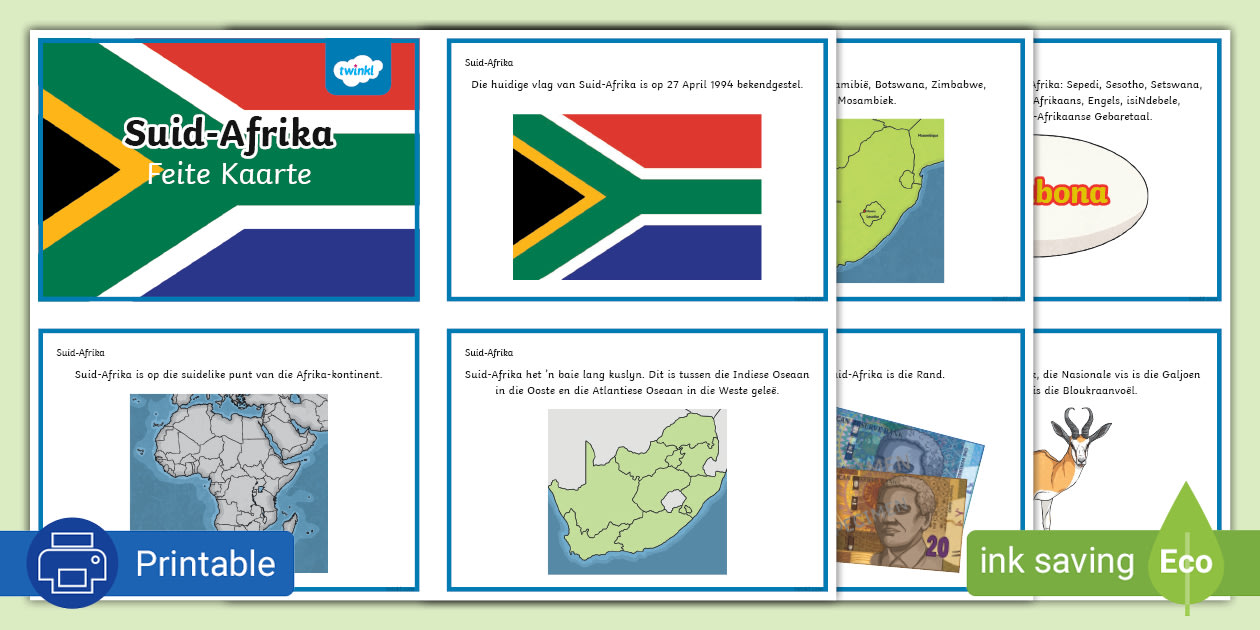 Suid-Afrika Feite Kaarte (teacher made) - Twinkl
