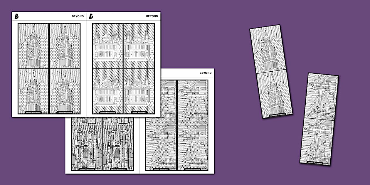 London Monuments Mindfulness Colouring Bookmarks - Twinkl