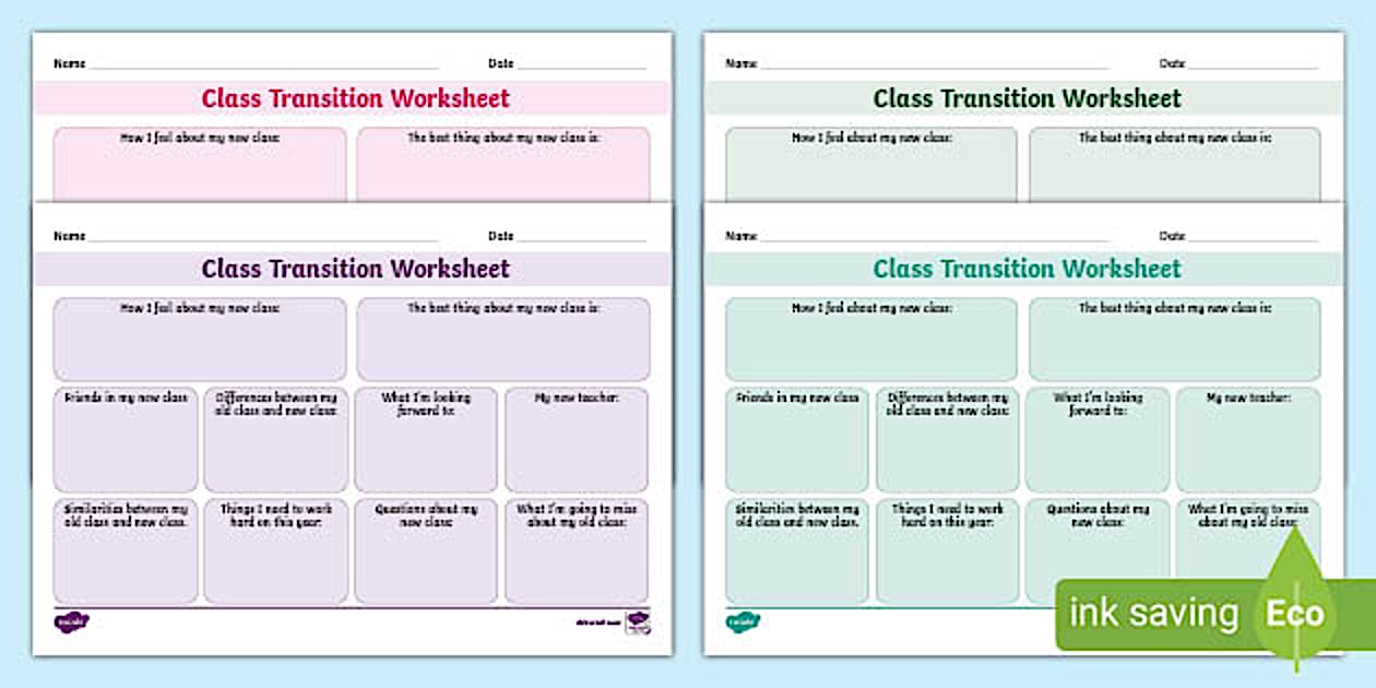 Class Transition Worksheet (teacher made) - Twinkl