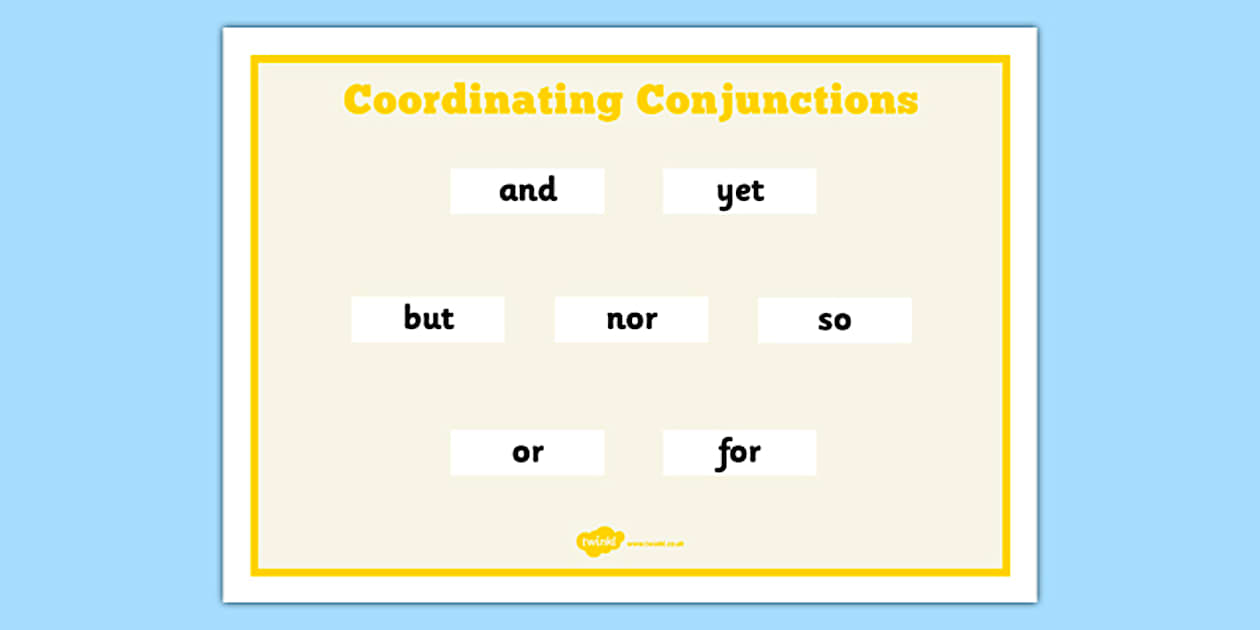 Coordinating Conjunctions Word Mat - ESL Grammar Resources