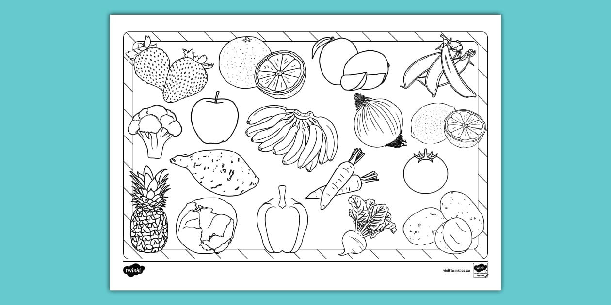 Fruit and Vegetable Colouring Page (teacher made) - Twinkl
