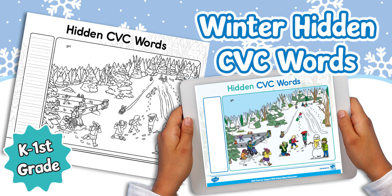 Winter Hidden Objects: CVC Words (teacher made) - Twinkl
