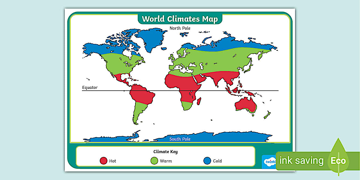 KS1 World Climates Map - Geography - Twinkl