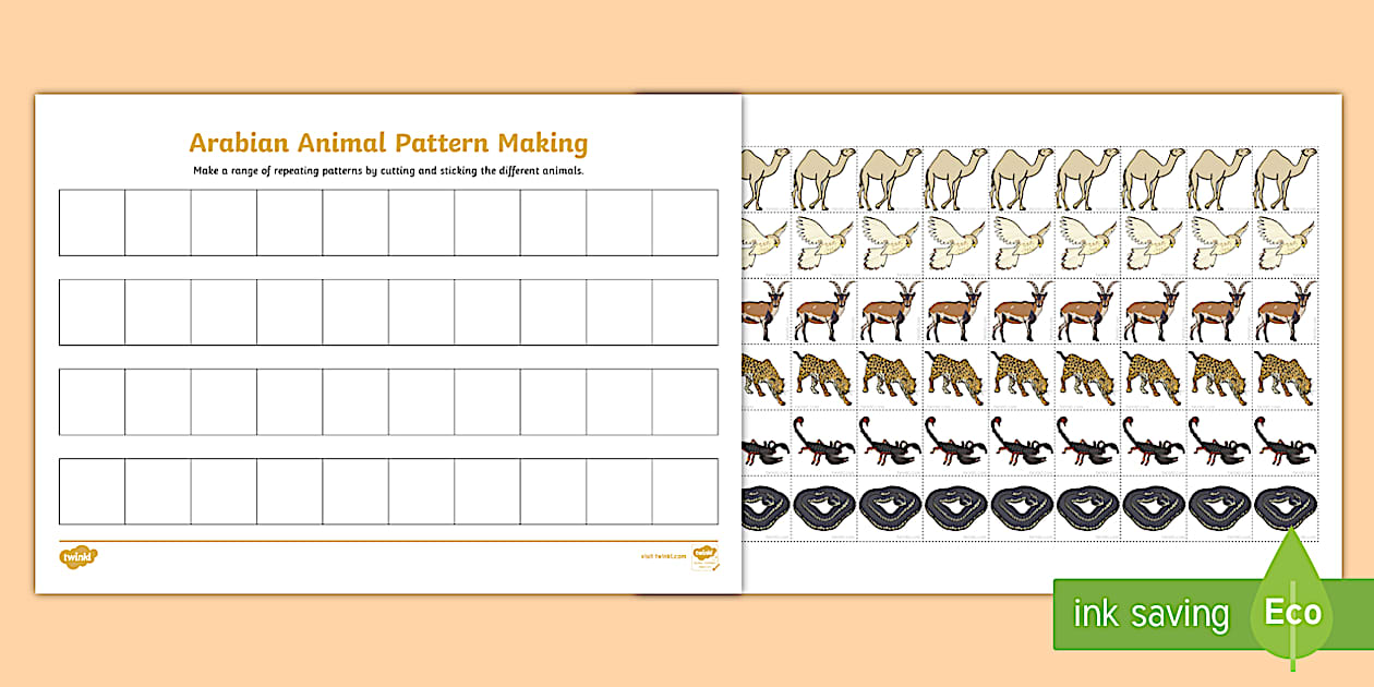 Arabian Animals Pattern Worksheet / Worksheet (Teacher-Made)