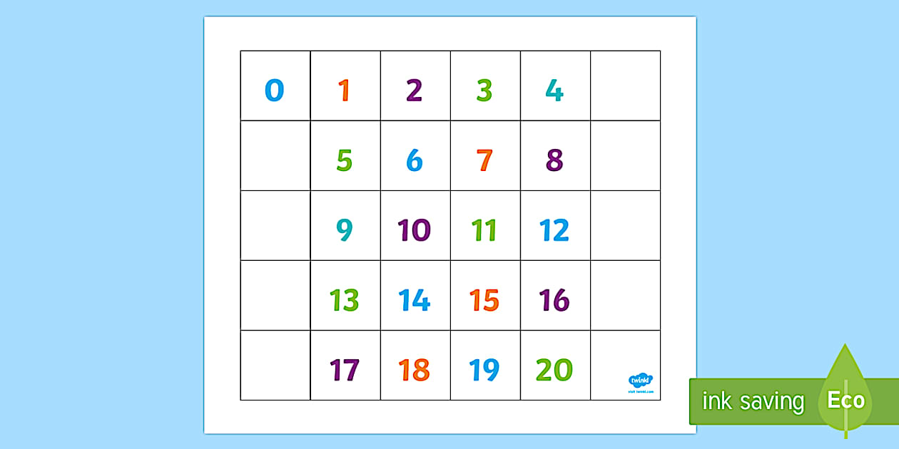 0-20 Numbers Mat (Compatible with Bee-Bot) (professor feito)