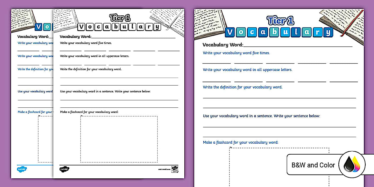 Tier 1 Vocabulary Worksheet (teacher made) - Twinkl