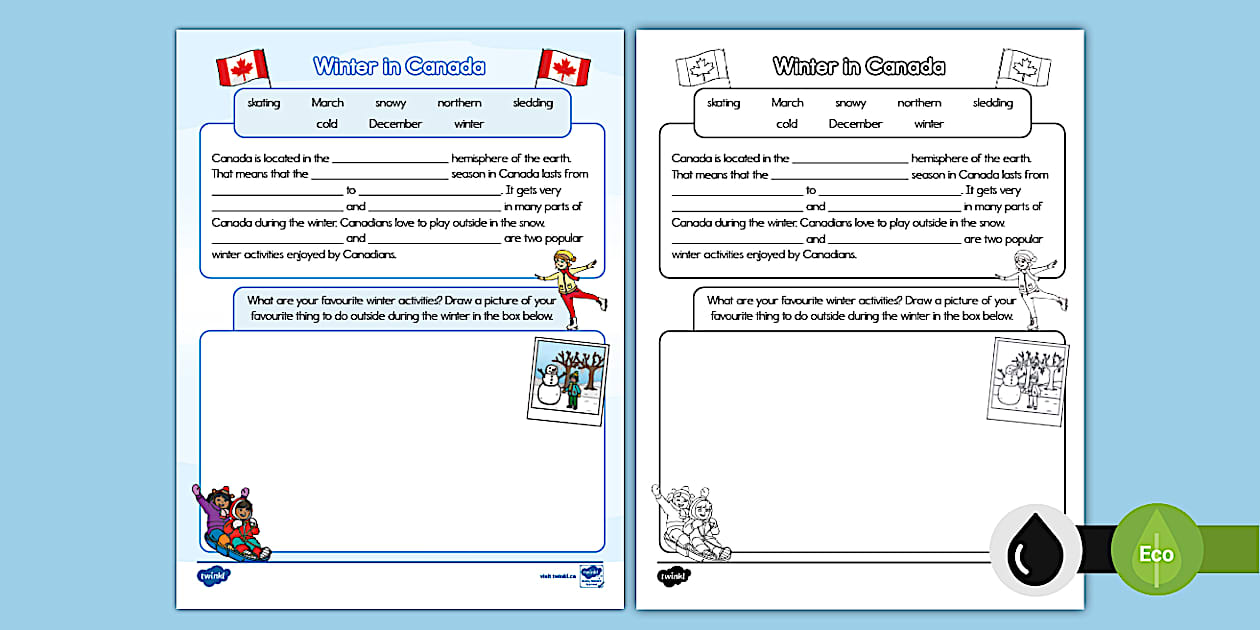 Winter in Canada Cloze Activity (teacher made) - Twinkl