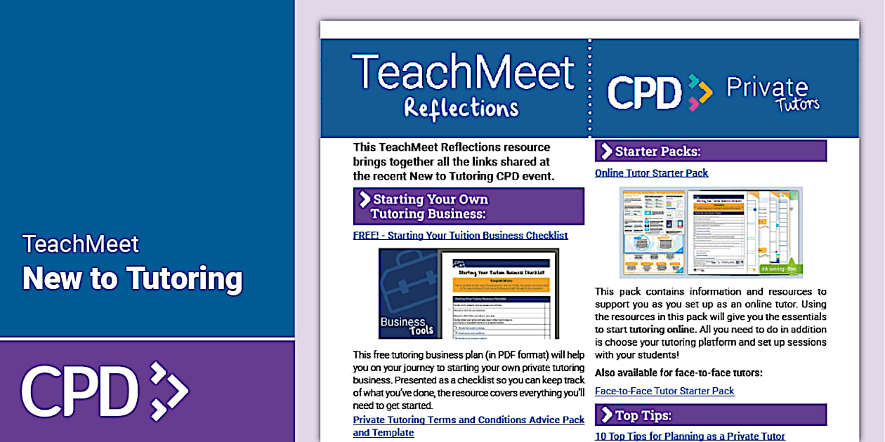 TeachMeet Reflections - New to Tutoring - Twinkl
