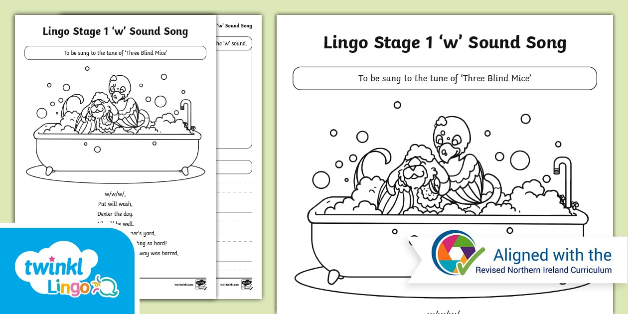 Lingo Stage 1 'w' Sound Song Activity Sheets (teacher made)