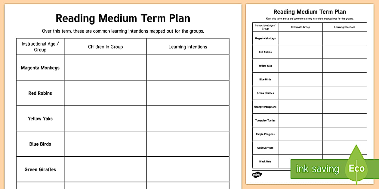 Editable Colour Wheel Reading Medium Term Planning Template