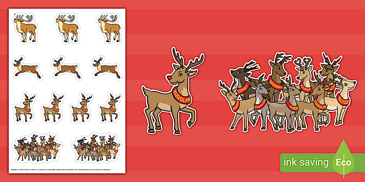 Small Rudolph Cut-Outs (teacher made) - Twinkl